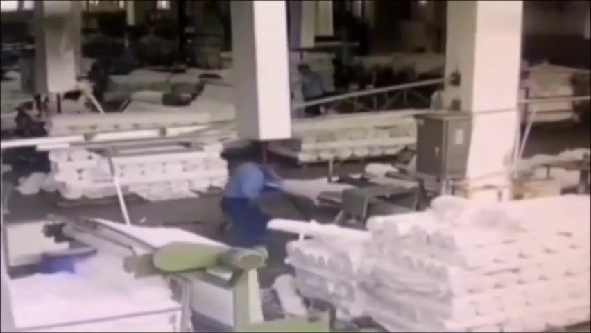 Bad Day At Work - Worker Rolls Into Machine